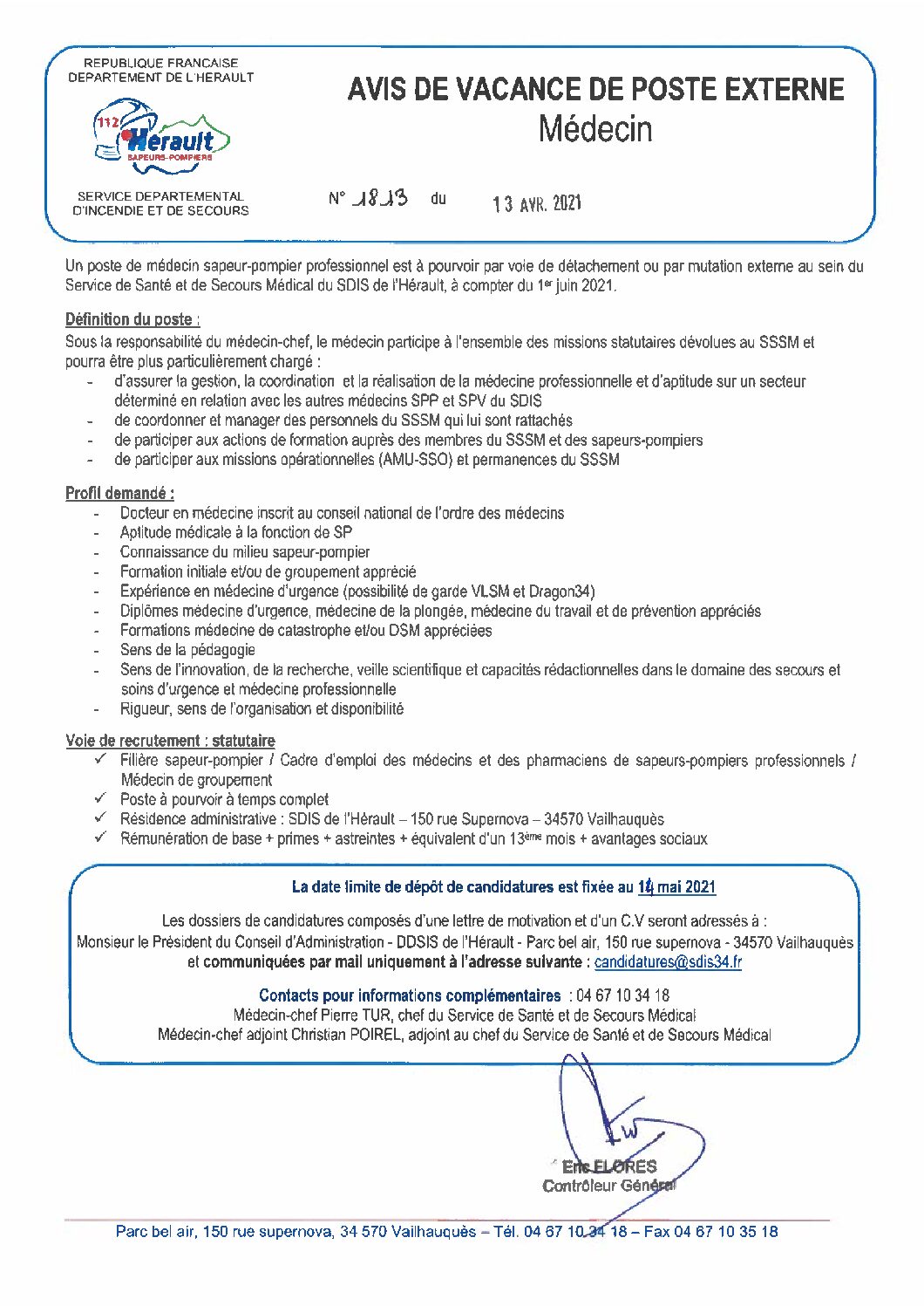 2021 1813 Medecin Au Sssm | SDIS34